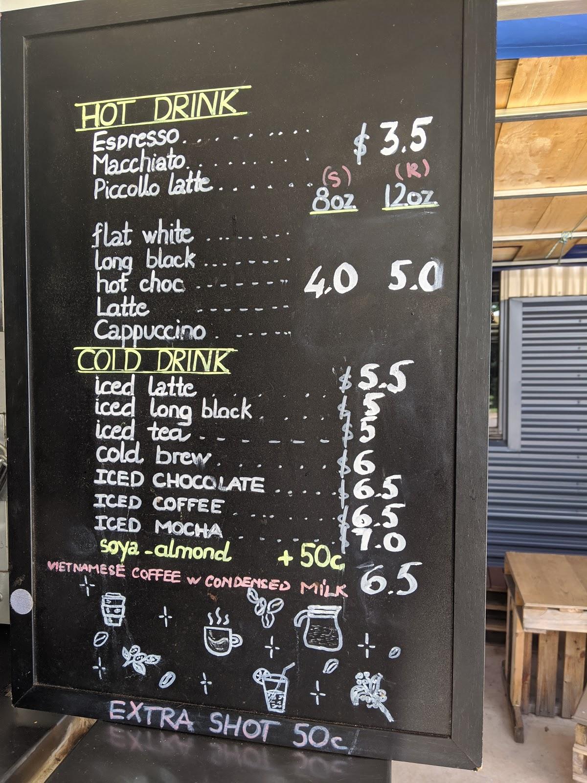 Menu at P and P Coffee cafe, Berrimah