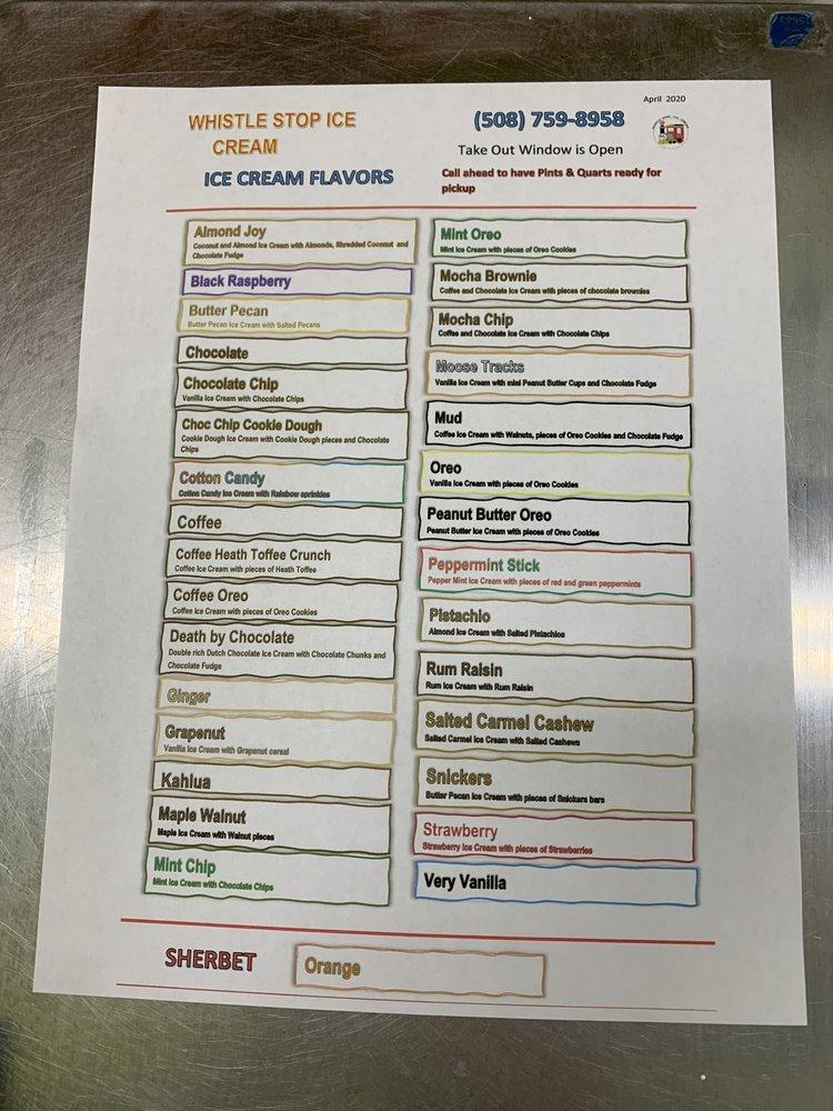 Menu at Whistle Stop Ice Cream Shop restaurant, Bourne