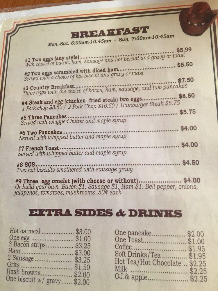 Menu at Bailey's Cafe, Ennis