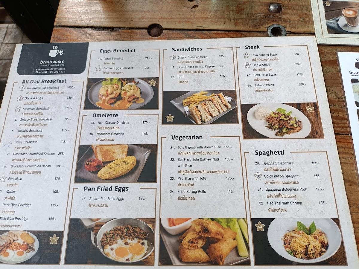 Menu at Brainwake Café cafe, Bangkok, 27/1 Sukhumvit 33 Alley