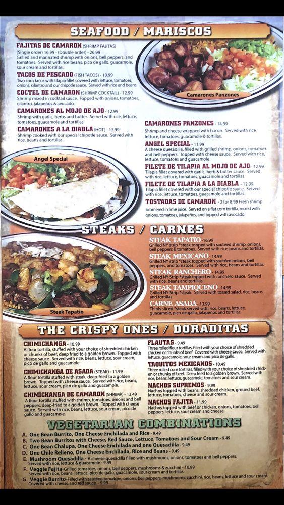 Menu at El Camino Real restaurant, Three Rivers