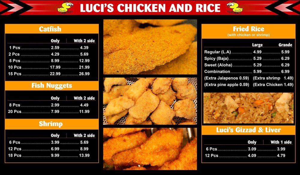Menu at Luci's Chicken & Rice fast food, Grand Prairie