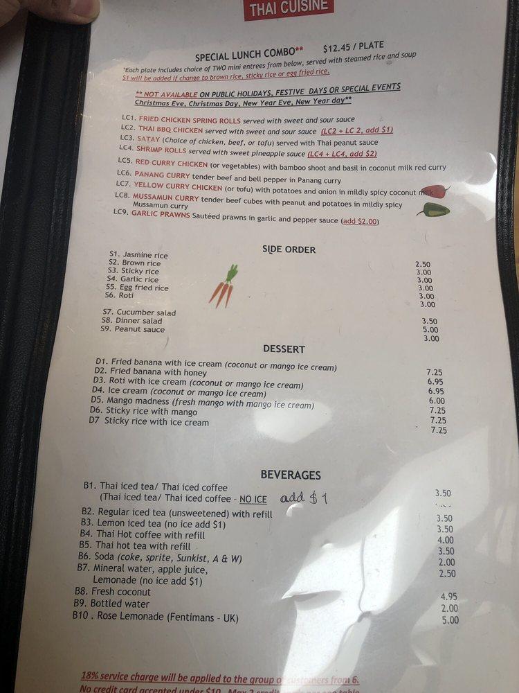 Menu at Spice Me Thai Cuisine restaurant, Half Moon Bay