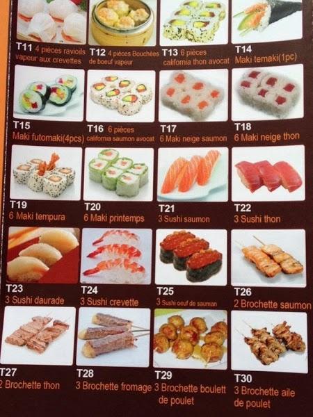Carta del restaurante Au Soleil d'Asie, Reims