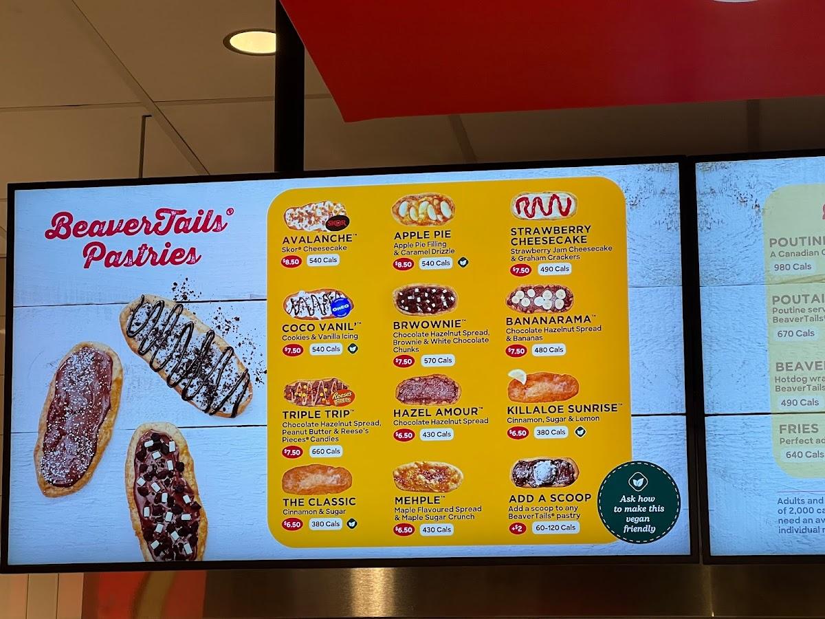 Menu at BeaverTails Milton fast food, Milton