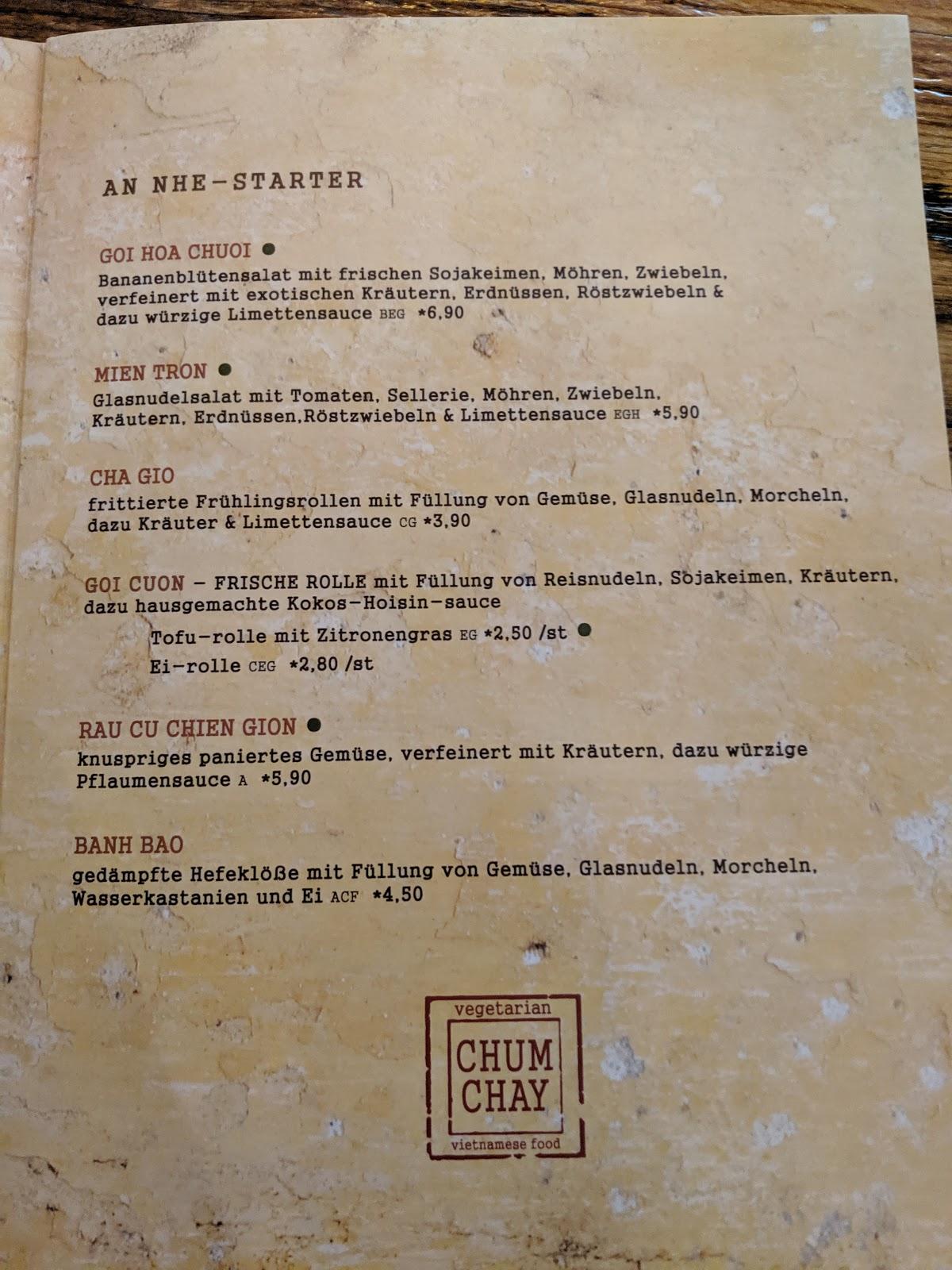 Speisekarte von Chum Chay restaurant, Köln