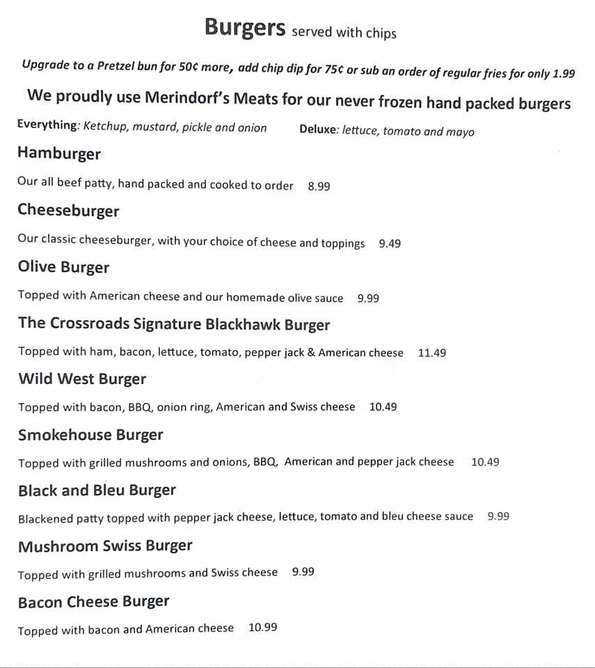 Menu at Crossroads Grill and Bar, Leslie