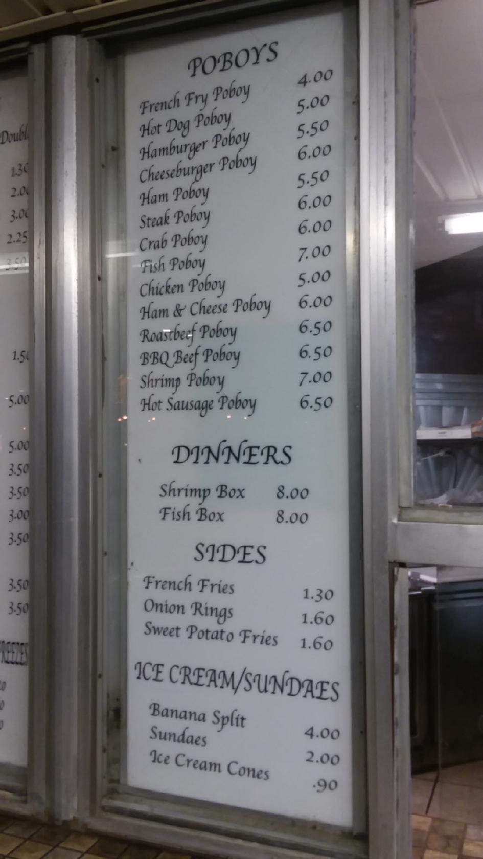 Menu at Frostop restaurant, Picayune
