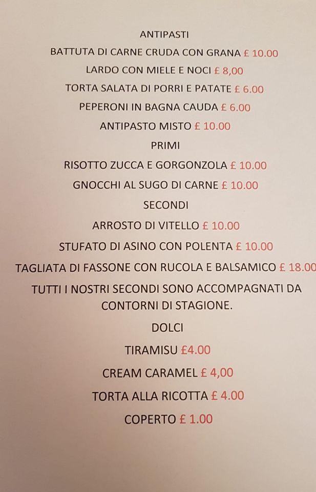 Menu da Gaia ristorante, Terruggia