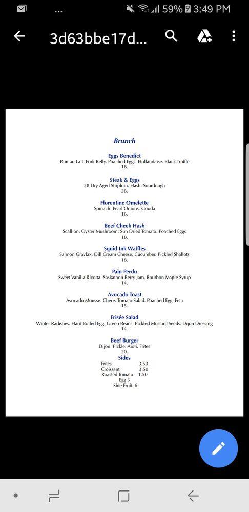 Menu at Hexagon Restaurant, Oakville