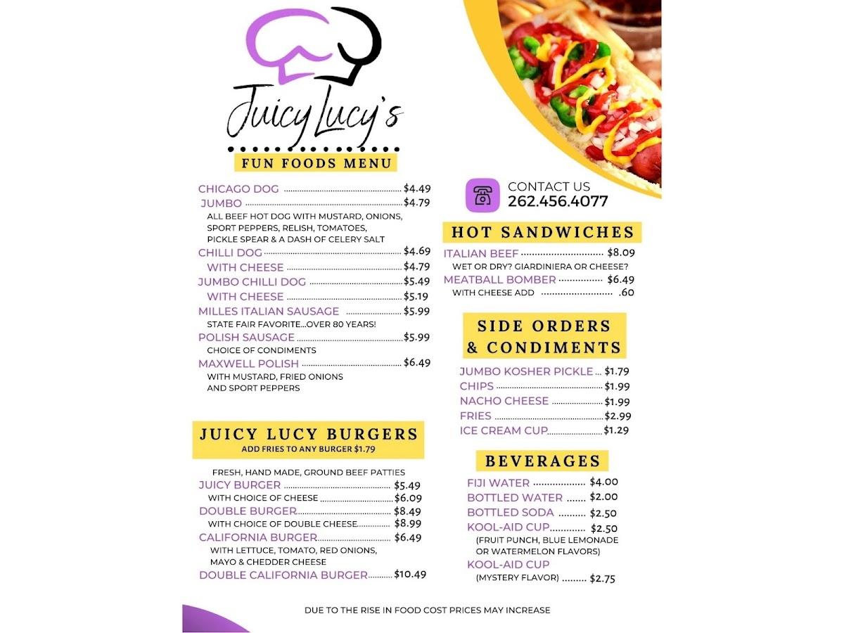 Menu at Juicy Lucy's Kitchen restaurant, Racine