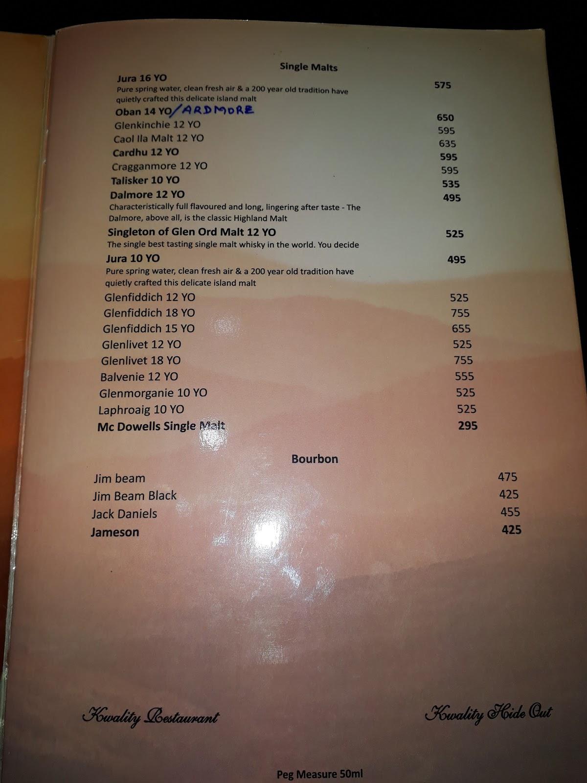 Menu at Kwality Restaurant, Kanpur, The Mall
