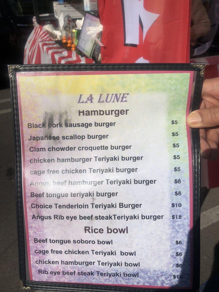 Menu at La Lune pub & bar, Costa Mesa