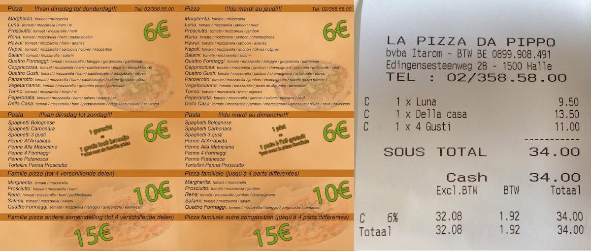 Menu at La Pizza da Pippo, Halle