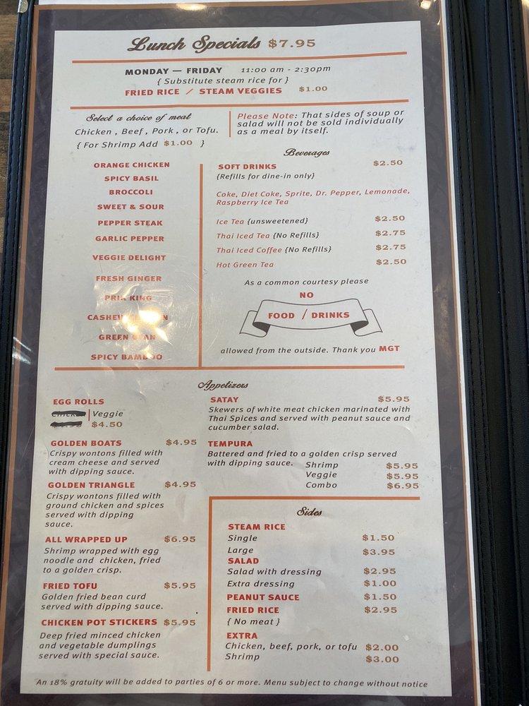 Carta del restaurante Thai Spoon 2, Loma Linda