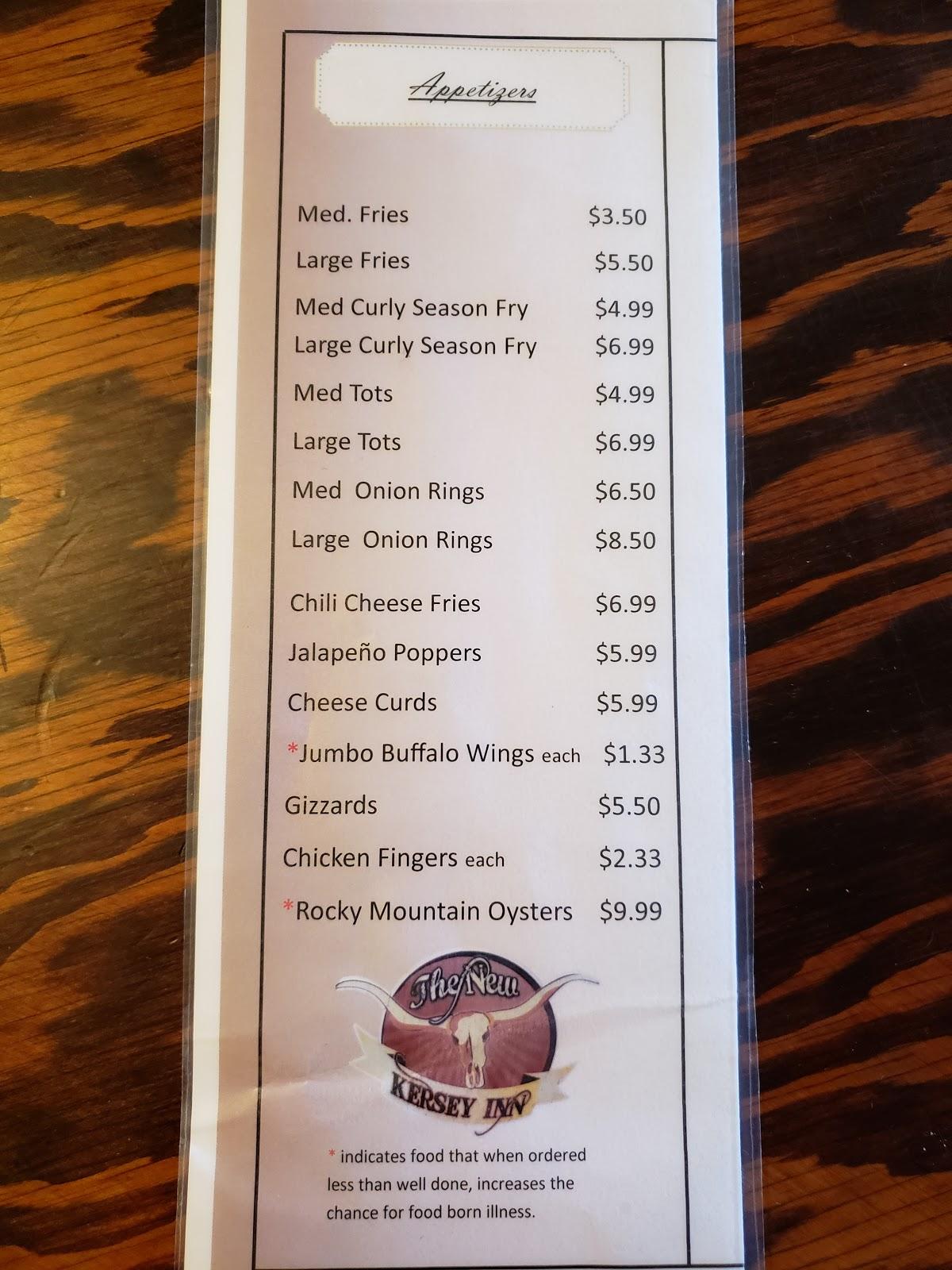 Menu at New Kersey Inn pub & bar, Kersey