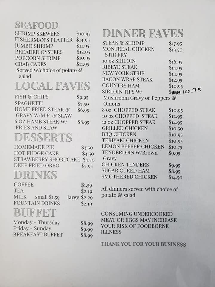Menu at V & V Restaurant, Richlands, 374 Front St
