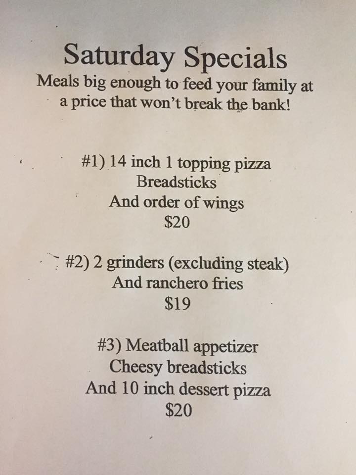 Menu at Original PJ's Pizza - Moundsville pizzeria, Moundsville