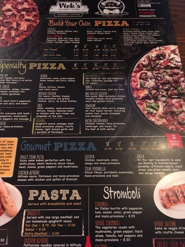 Menu at Vick's Gourmet Pizza pizzeria, Reynoldsburg