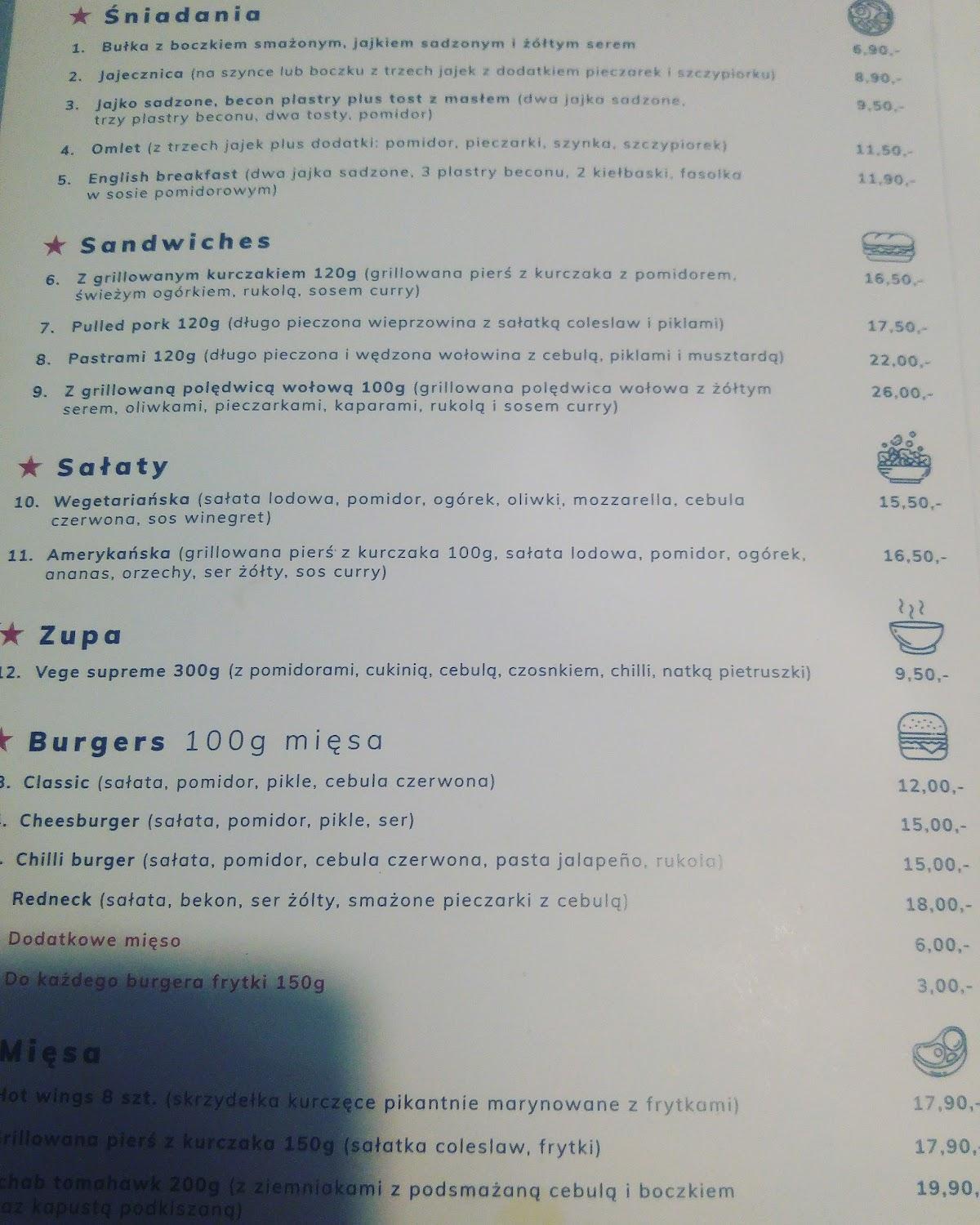 Menu at Zic Zac Restaurant, Szczecin