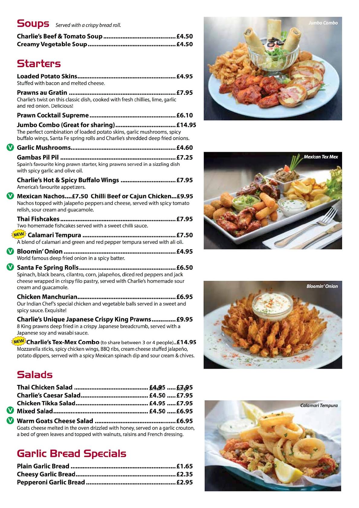 Menu at Charlie's Steak House And Grill pub & bar, Gibraltar