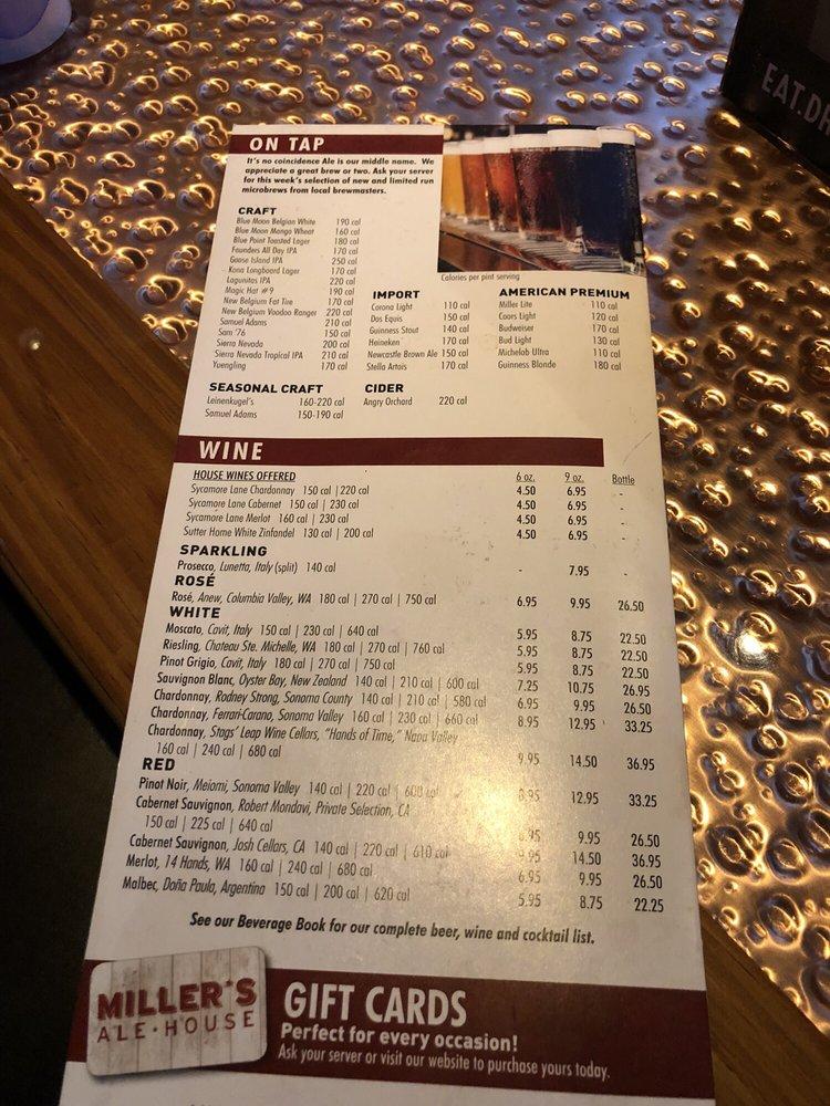 Menu at Miller's Ale House pub & bar, Allentown