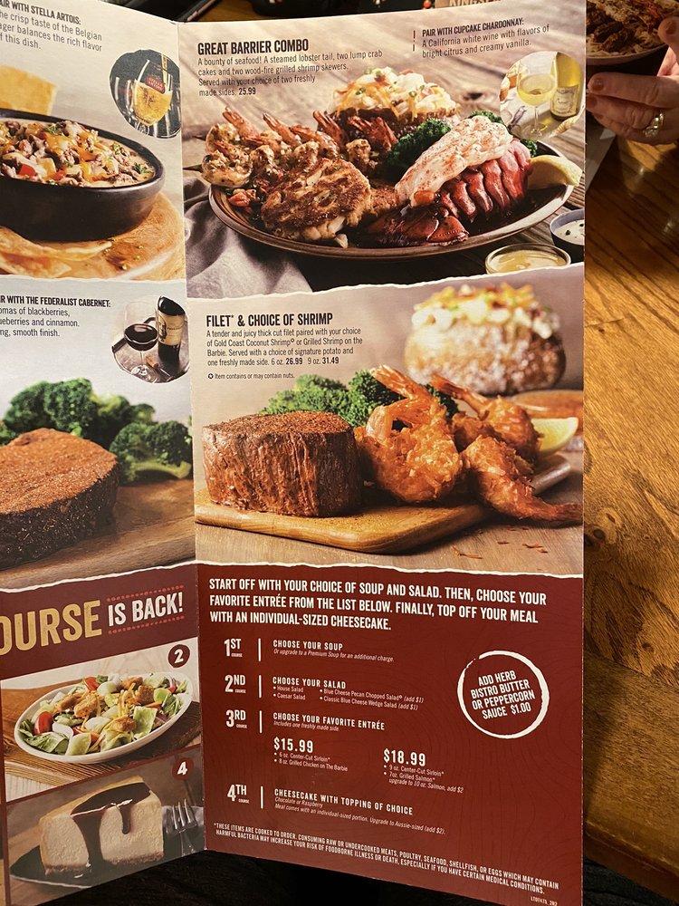 Menu at Outback Steakhouse, Sebring, 921 US Hwy 27 N