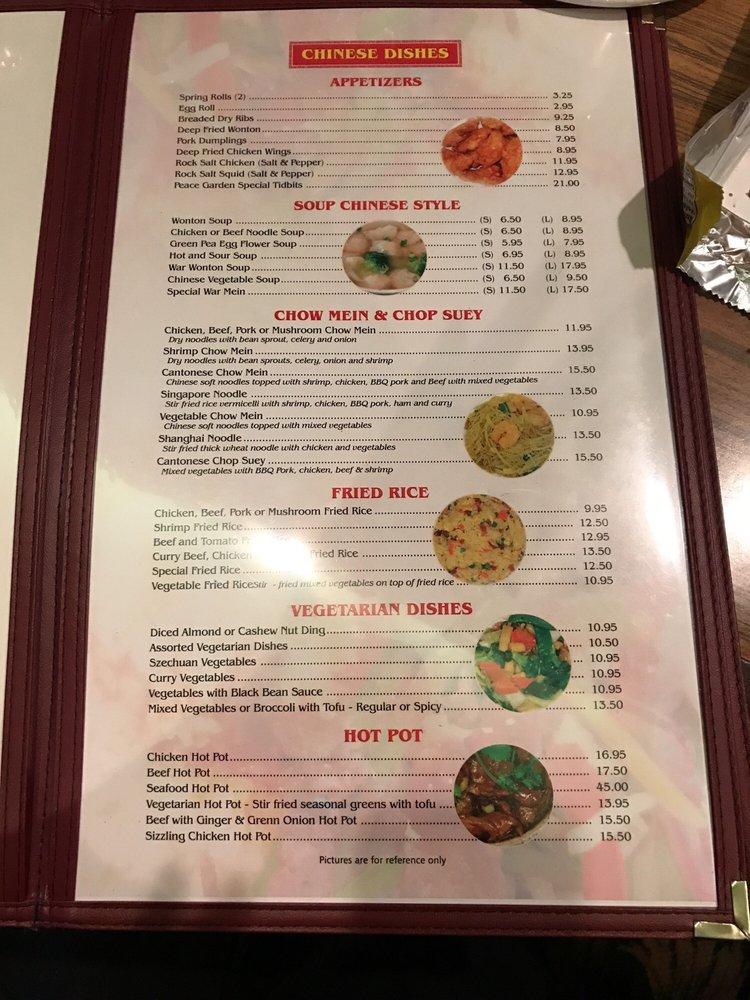 Menu at Peace Garden restaurant, Peace River