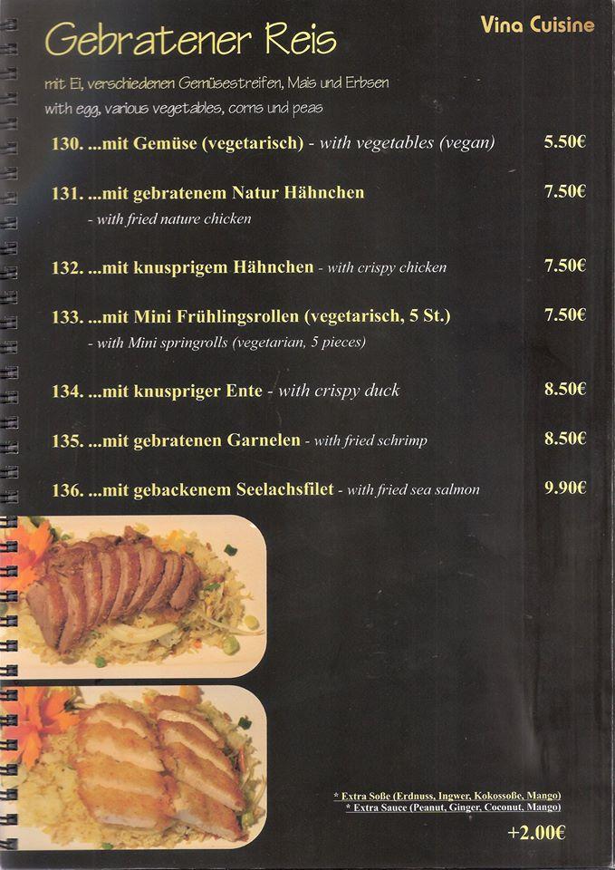 Menu at Vina Vietnam Cuisine restaurant, Weimar