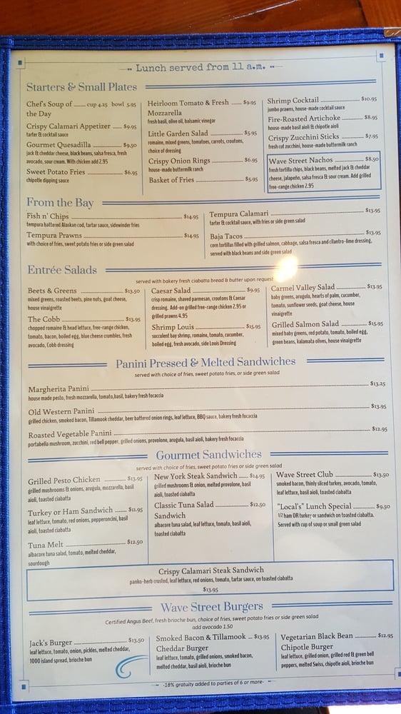 Carta de Wave Street Cafe, Monterrey