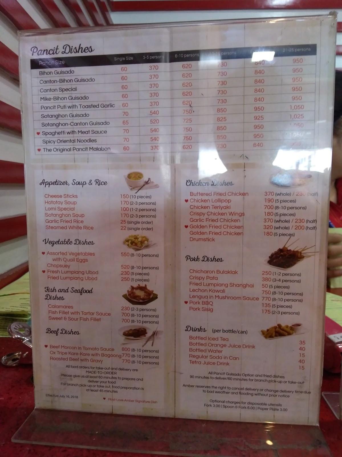 Menu at Amber Golden Chain of Restaurants Parañaque, Parañaque, Dr ...