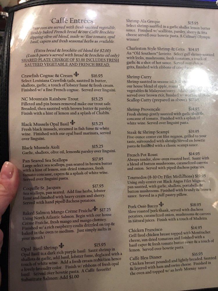 Menu at Caffè Rel restaurant, Franklin