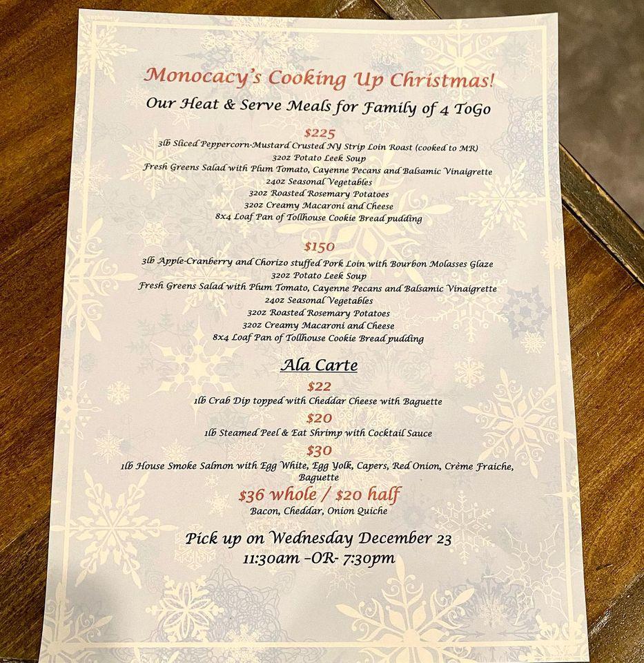 Menu at Monocacy Crossing Restaurant, Frederick
