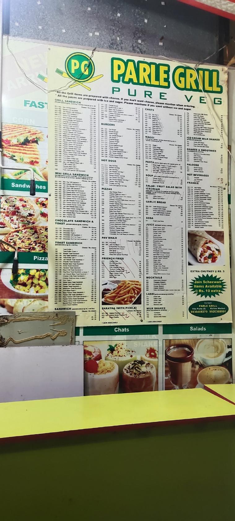 Menu at Parle Grill, Mumbai, Shop No. 1