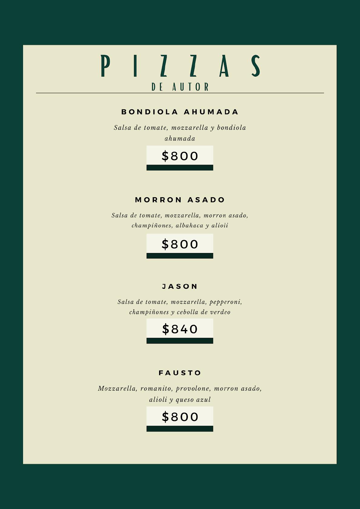 Menu at PISA restaurant, San Nicolás de los Arroyos