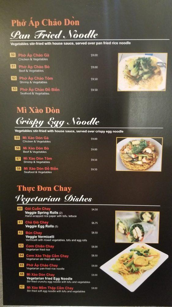 Menu at Simply Pho Noodle House restaurant, Orange