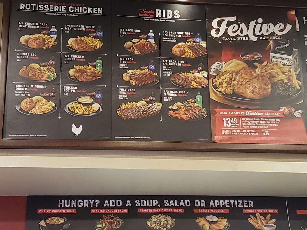 Menu at Swiss Chalet restaurant, Bedford, Bedford Hwy