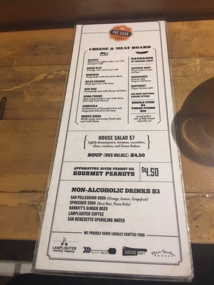Menu at The Cask Cafe, Richmond