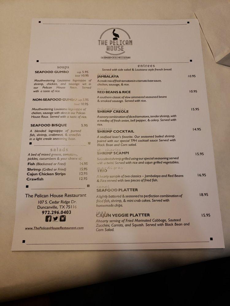 Menu at The Pelican House Restaurant, Duncanville