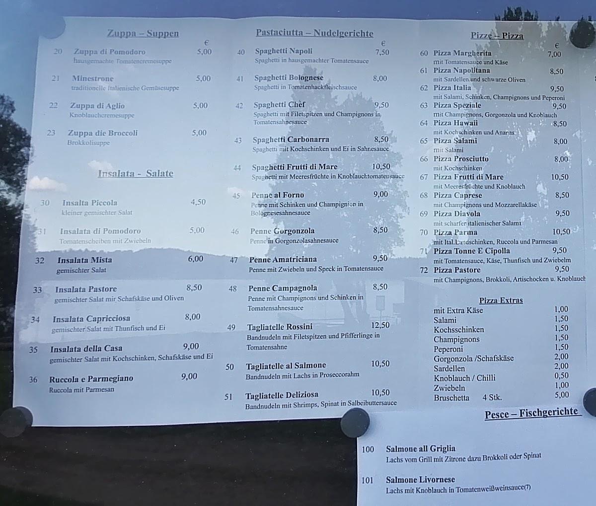 Speisekarte von Bella Napoli pizza, Schwarz
