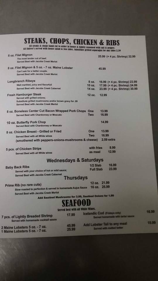 Menu at Longbranch Steakhouse, Gifford
