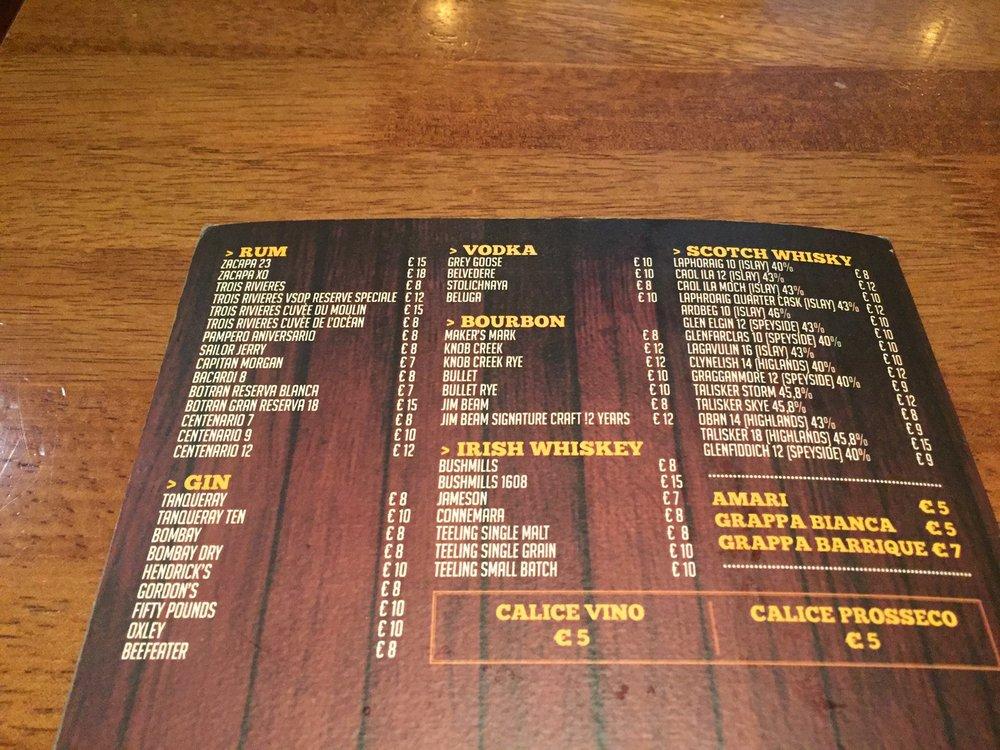 Menu at Morrison's pub & bar, Rome