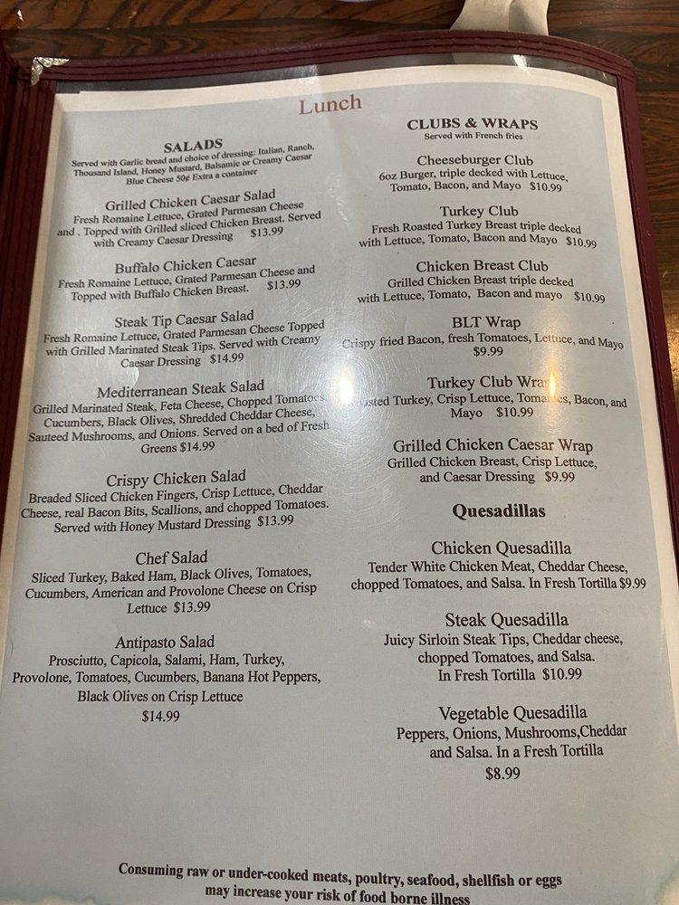 Menu at Old Village Grille restaurant, Sturbridge