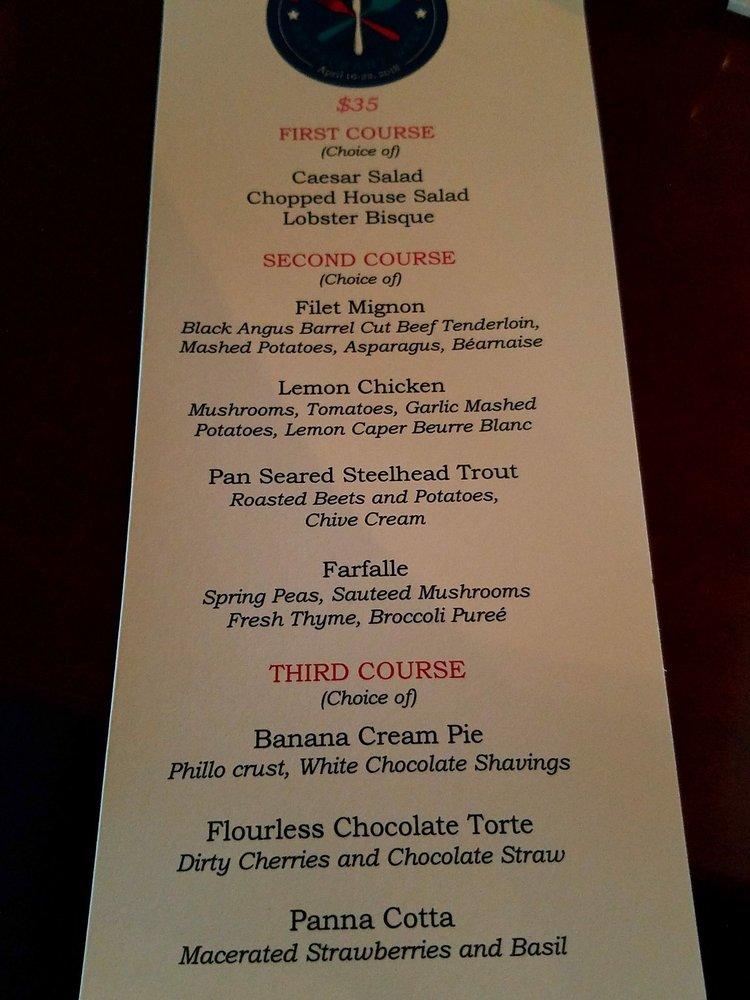 Menu at Trio Bistro restaurant, Cincinnati