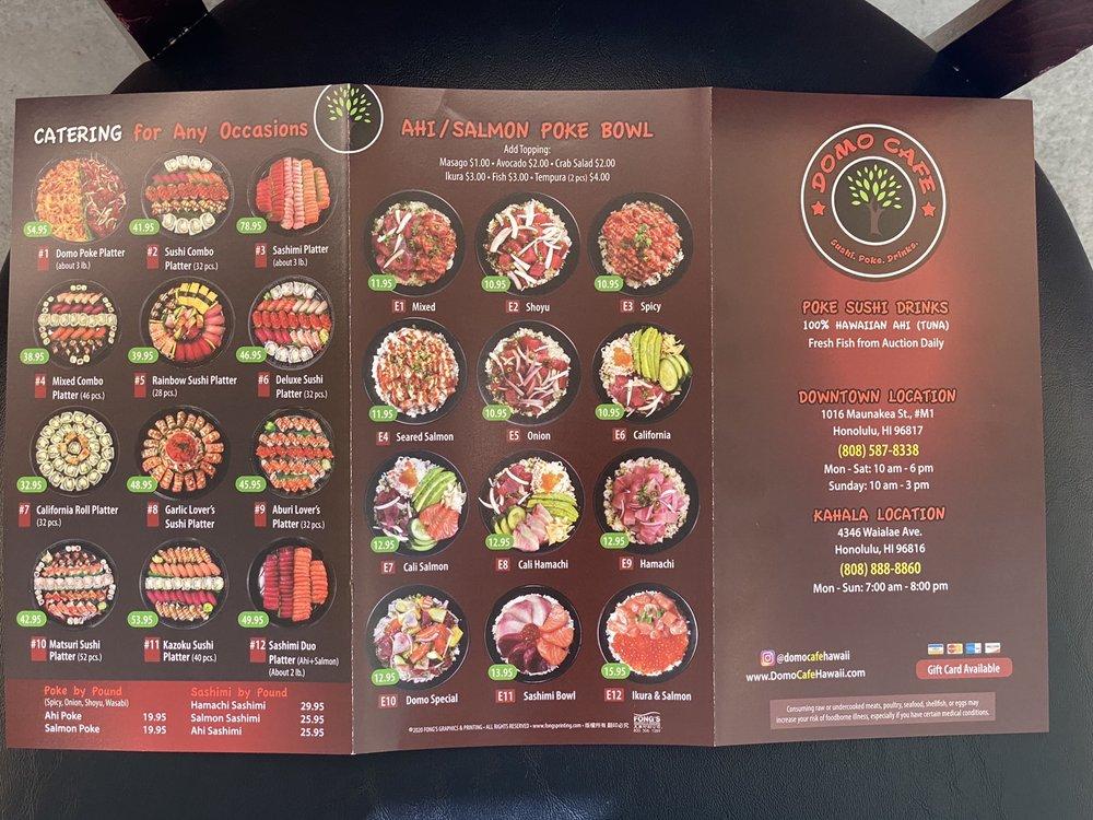 Menu at Domo Cafe, Honolulu, Waialae Ave