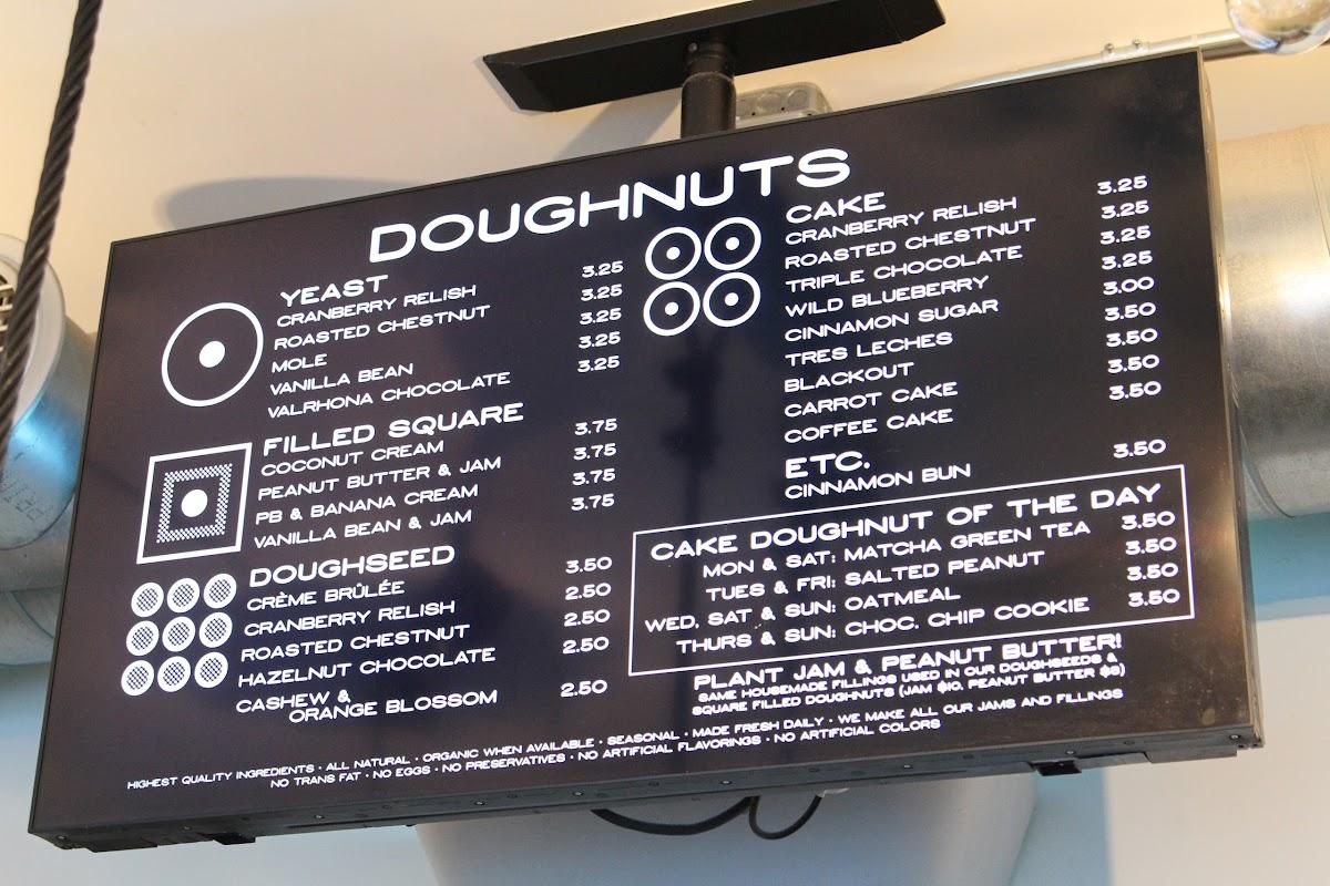 Doughnut Plant Menu