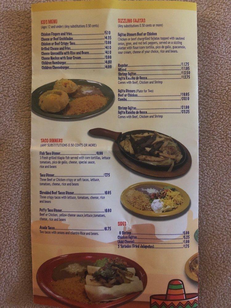 Menu at El Celaya restaurant, Roland, 100 W Ray Fine Blvd