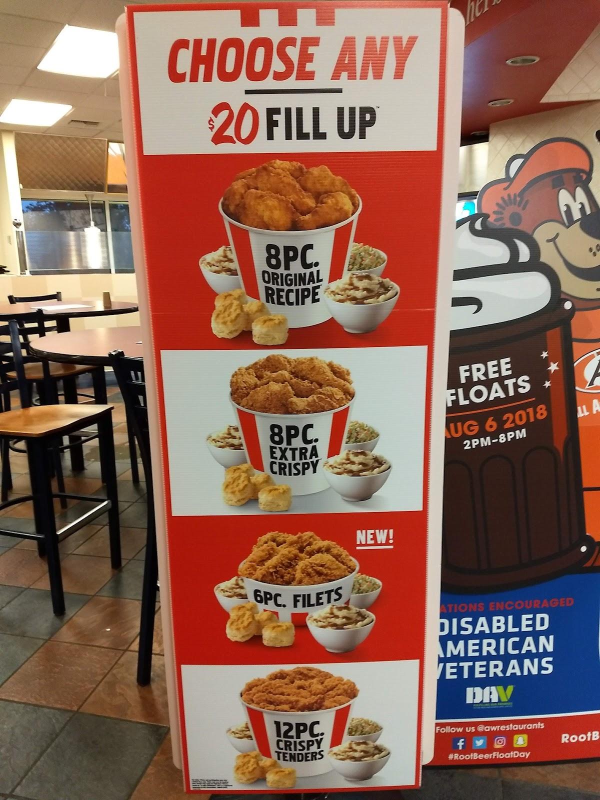 Menu at KFC fast food, Falcon, McLaughlin Rd
