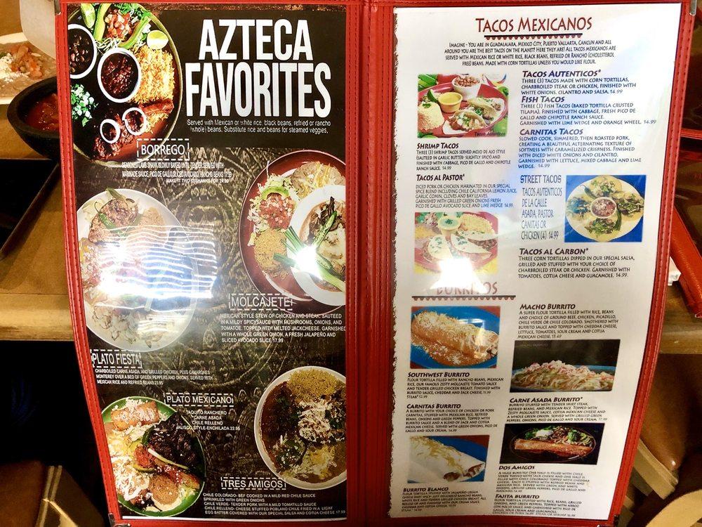 Carta del restaurante Patron Azteca, Hollywood