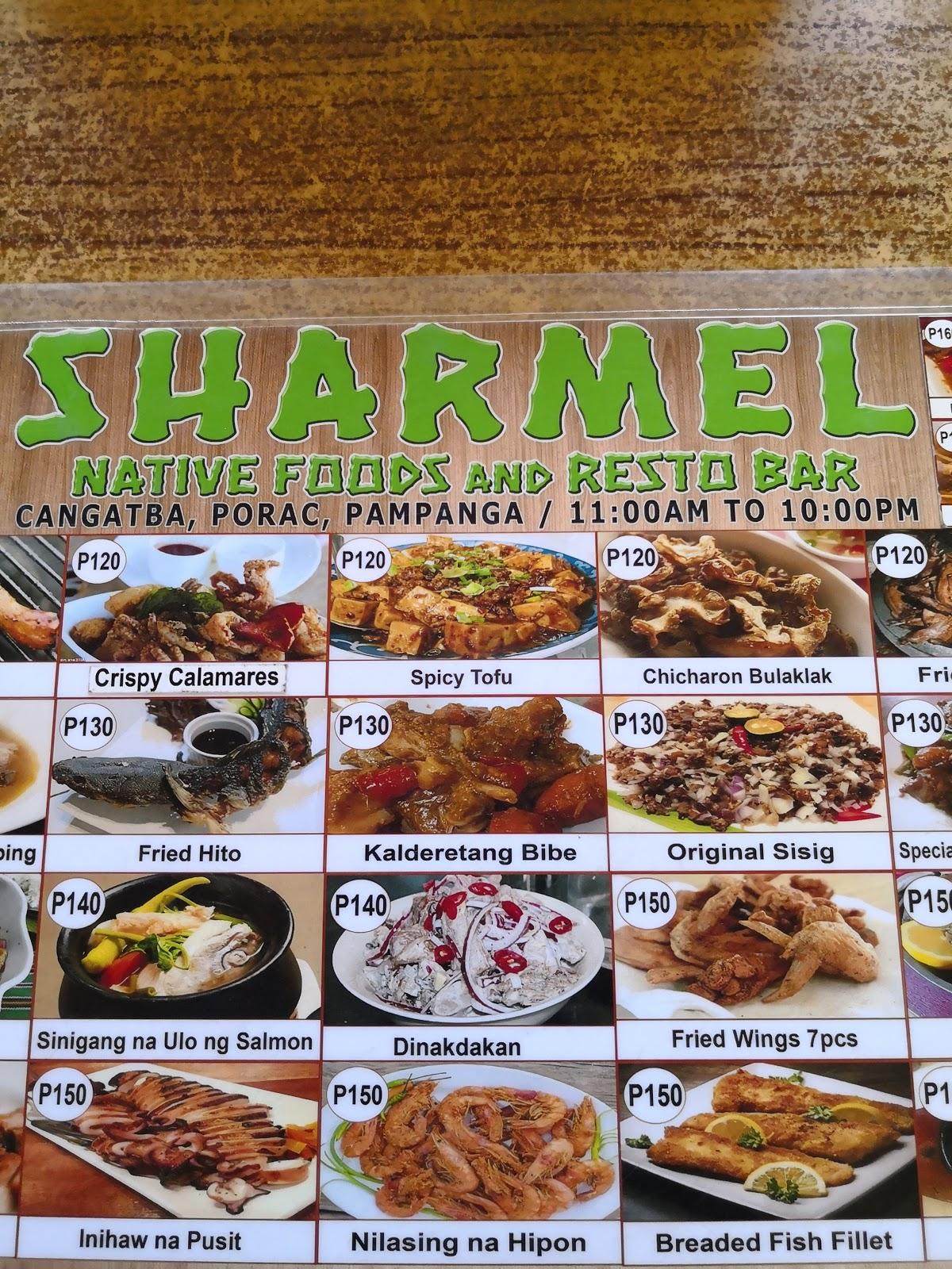 Menu at Sharmel Native Foods and Resto Bar Lele Tete, Porac